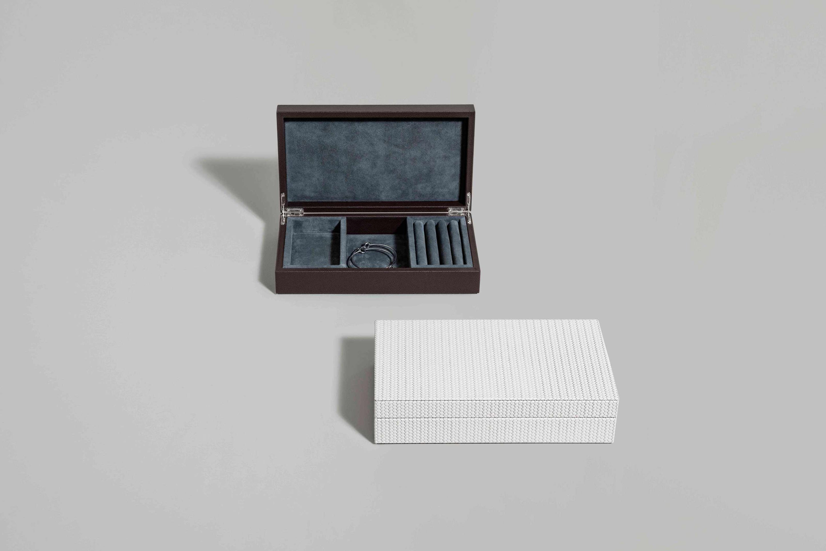 Pinetti Leather-Covered Wood Jewellery Box With Removable Trays – 2JOUR ...