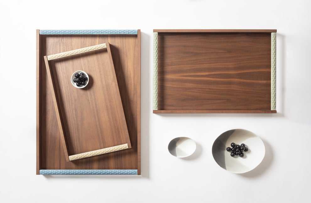 Riviere Dama Rectangular Wood Tray with Brushed Metal Handles – 2JOUR ...