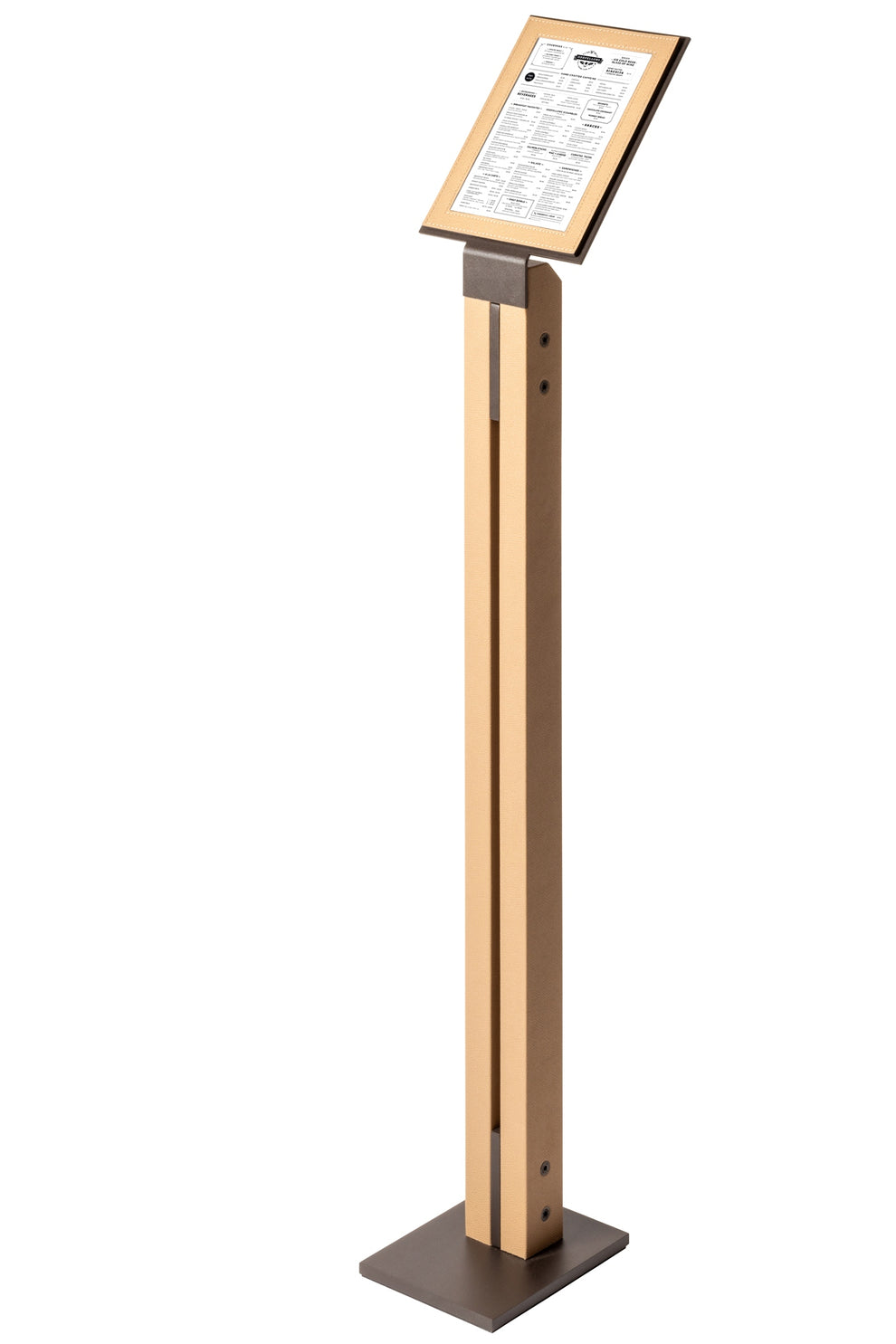 Giobagnara Pillar Metal Picture | Menu Frame Stand w Leather Inserts ...