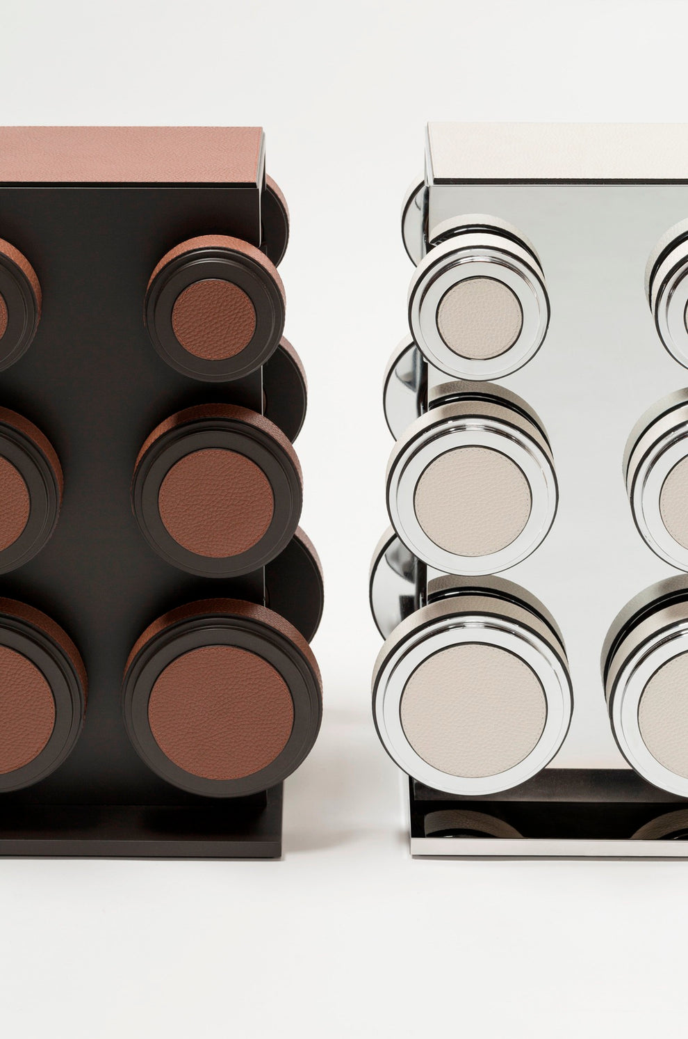 Giobagnara Magnus Gym Metal Weights Set with Leather Inserts and Walnut ...