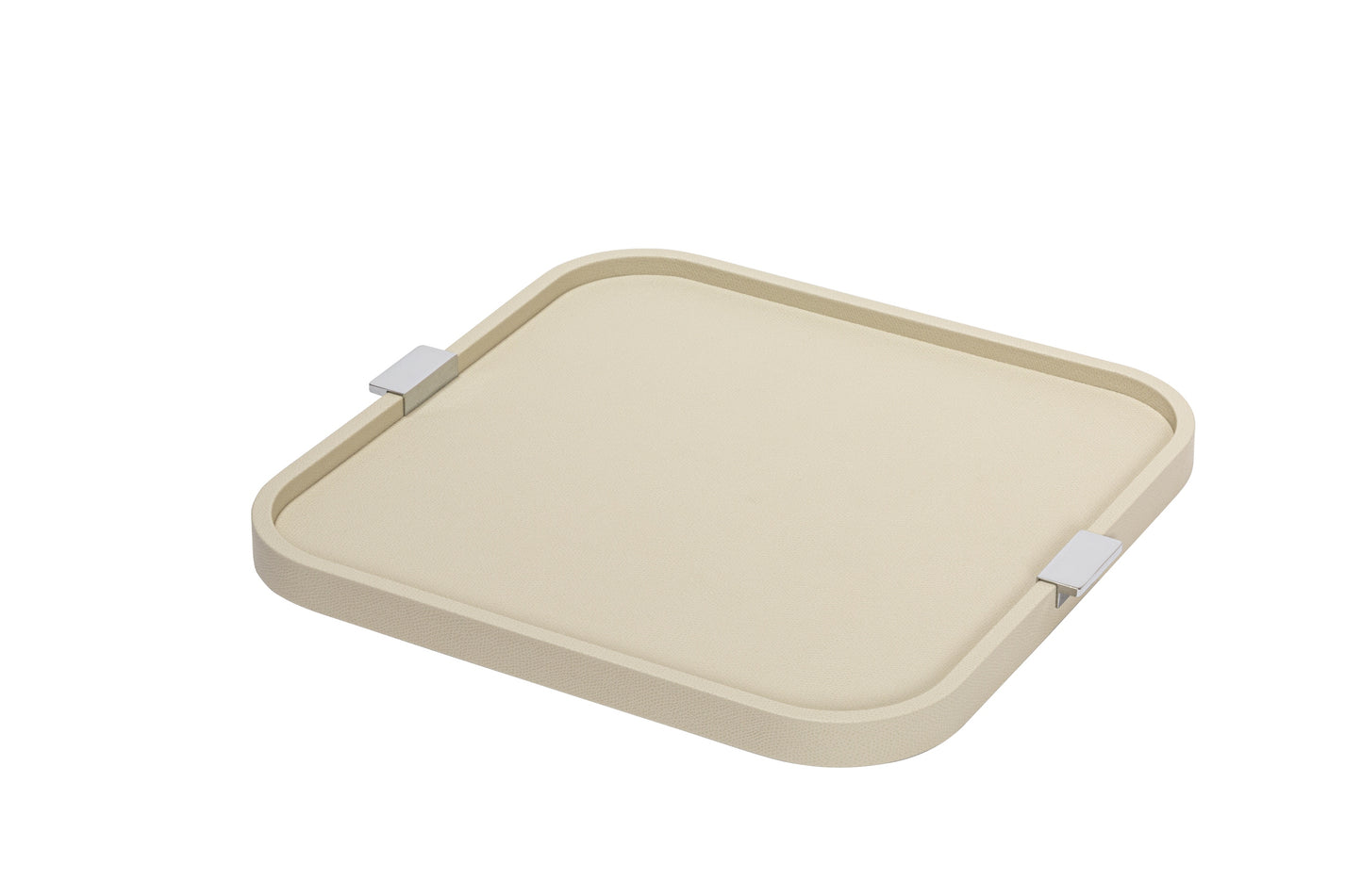 Giobagnara Puccini Square Leather-Covered Tray with Metal Handles Small ...