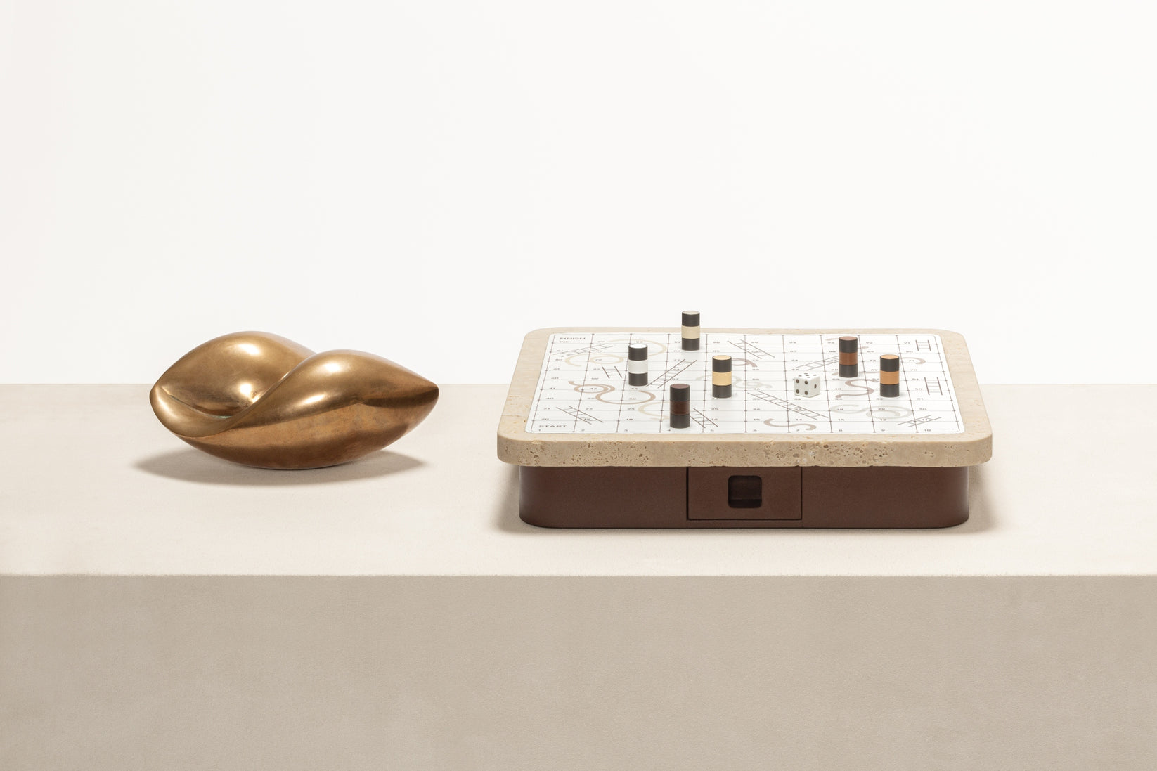 Giobagnara Delos Marble Leather-Covered Snakes & Ladders Game Set ...